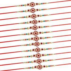 tied ribbons rakhi for brother (set of 12) | bro rakhi with card | rakhi for bhaiya | roli chawal - raksha bandhan rakhi bracelet for brother rakhi set | bhai rakhi thread | rakhi set for brother