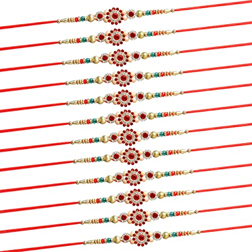 TIED RIBBONS Rakhi for Brother (Set of 12) | Bro Rakhi with Card | Rakhi for Bhaiya | Roli Chawal - Raksha Bandhan Rakhi Bracelet for Brother Rakhi Set | Bhai Rakhi Thread | Rakhi Set for Brother