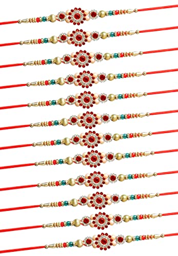 TIED RIBBONS Rakhi for Brother (Set of 12) | Bro Rakhi with Card | Rakhi for Bhaiya | Roli Chawal - Raksha Bandhan Rakhi Bracelet for Brother Rakhi Set | Bhai Rakhi Thread | Rakhi Set for Brother