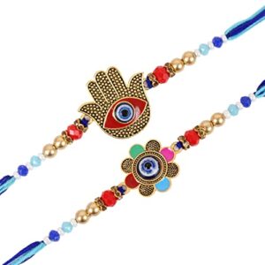 tied ribbons rakhi for brother set of 2 rakhi set for brother rakhi | greeting card | roli chawal tika - raksha bandhan rakhi bracelet for brother | bro rakhi thread | rakhi for bhaiya