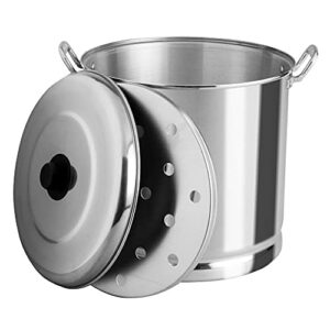 vasconia 27.5-quart steamer pot (aluminum) with tray & aluminum lid for most stoves (hand-wash only) large stock pot for tamales, steaming, boiling & frying - makes seafood, pasta, veggies & more