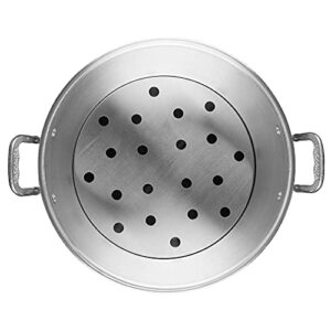 Vasconia 27.5-Quart Steamer Pot (Aluminum) with Tray & Aluminum Lid for Most Stoves (Hand-Wash only) Large Stock Pot for Tamales, Steaming, Boiling & Frying - Makes Seafood, Pasta, Veggies & More