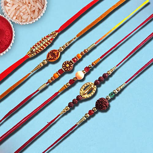 Set of 6 Rakhi for Brother, Rakhi Bracelet Thread Raksha Bandhan Rakhi Gift, Rakhi for family Raksha Bandhan Festival Wrist bands for loving Sibling, Brother Sister & Father