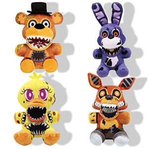 karinie 4 pcs fnaf plushies, five nights at freddy's plushies, fnaf plushies set, 7.1" dolls soft toys, party supplies christmas birthday gift for boys and girls