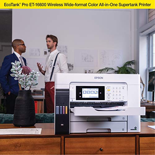 Epson EcoTank Pro ET-16600 Wireless Wide-format Color All-in-One Supertank Printer with Scanner, Copier, Fax and Ethernet. Full 1-Year Limited Warranty (Renewed Premium),White