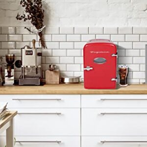 Frigidaire EFMIS175-RED Portable Mini Fridge-Retro Extra Large 9-Can Travel Compact Refrigerator, 5L, RED