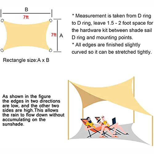 Errzom 7' X 7' Square Sun Shade Sail Canopy - UV Resistant Windproof, Waterproof, Super Durable, Patio Shades Sun Blocking for Patio Yard Backyard Light,Brown