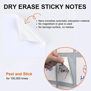 KopYoeHn Dry Erase Sticky Notes, Reusable Whiteboard Stickers for All Smooth Surfaces, Washable and Removable Easy to Post for Office, Home, Classroom, 3X3 inch, 6 Pack