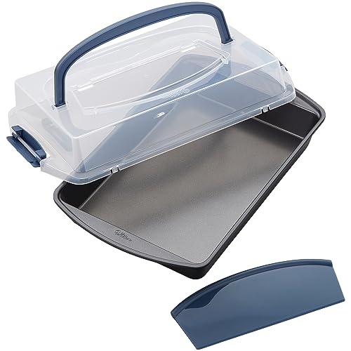 Wilton Perfect Results Non-Stick Oblong Cake Pan Set - Bake, Transport and Serve a Delicious Cakes, Brownies, Casseroles, 3-Piece, 13 x 9-Inch