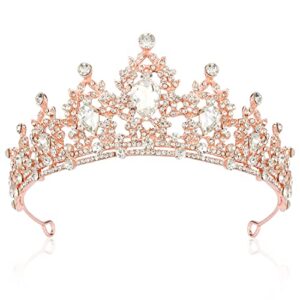 supoo rose gold crown tiaras for women birthday crown wedding tiara crystal princess quinceanera crown queen tiara headband rhinestone gems party decoration for prom halloween christmas