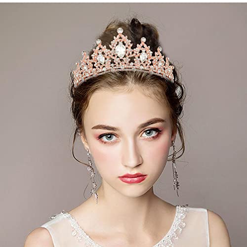 SuPoo Rose Gold Crown Tiaras for Women Birthday Crown Wedding Tiara Crystal Princess Quinceanera Crown Queen Tiara Headband Rhinestone Gems Party Decoration for Prom Halloween Christmas