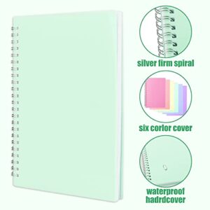 UNMOONY A5 Dotted Spiral Notebook, 6 Pack 120 Pages, Dot Grid Journal with 120 GSM Thick Dotted Bullet Paper, 6 Macaron Transparent Colors Hardcover, for Bullet Journaling 5.7"x 8.5"