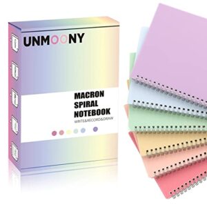 UNMOONY A5 Dotted Spiral Notebook, 6 Pack 120 Pages, Dot Grid Journal with 120 GSM Thick Dotted Bullet Paper, 6 Macaron Transparent Colors Hardcover, for Bullet Journaling 5.7"x 8.5"