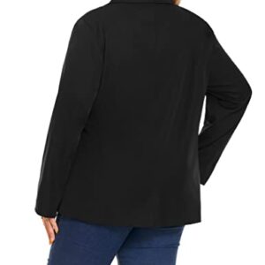 IN'VOLAND Women Plus Size Blazer Casual Open Front Notched Lapel Jackets Blazer Long Sleeve Black