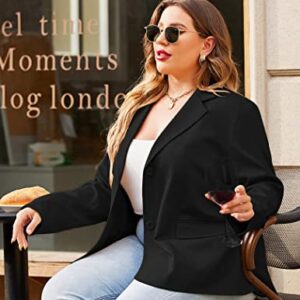 IN'VOLAND Women Plus Size Blazer Casual Open Front Notched Lapel Jackets Blazer Long Sleeve Black