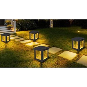 JSBDPHW Modern Simple Square LED Column Light Solar Pillar Lamp Outdoor Waterproof Post Light Patio Garden Decoration Landscape Light Road Lawn Base Lamp