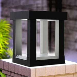 JSBDPHW Modern Simple Square LED Column Light Solar Pillar Lamp Outdoor Waterproof Post Light Patio Garden Decoration Landscape Light Road Lawn Base Lamp