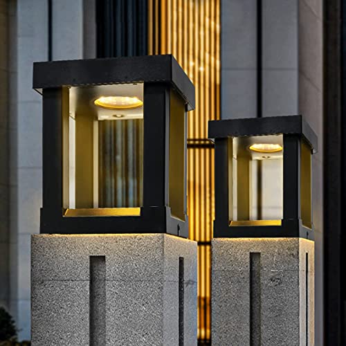 JSBDPHW Modern Simple Square LED Column Light Solar Pillar Lamp Outdoor Waterproof Post Light Patio Garden Decoration Landscape Light Road Lawn Base Lamp