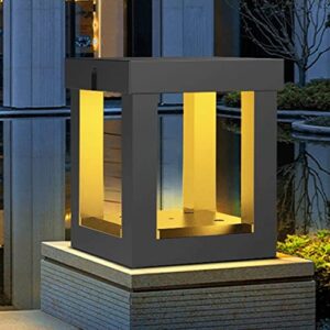 JSBDPHW Modern Simple Square LED Column Light Solar Pillar Lamp Outdoor Waterproof Post Light Patio Garden Decoration Landscape Light Road Lawn Base Lamp