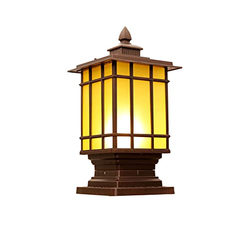 JSBDPHW European Style E27 Pillar Lamp Outdoor Waterproof Gate Column Light Glass Lampshade Villa Courtyard Garden Decoration Post Light Lawn Base Landscape Light