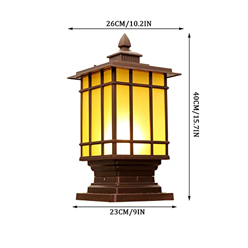 JSBDPHW European Style E27 Pillar Lamp Outdoor Waterproof Gate Column Light Glass Lampshade Villa Courtyard Garden Decoration Post Light Lawn Base Landscape Light