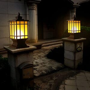 JSBDPHW European Style E27 Pillar Lamp Outdoor Waterproof Gate Column Light Glass Lampshade Villa Courtyard Garden Decoration Post Light Lawn Base Landscape Light