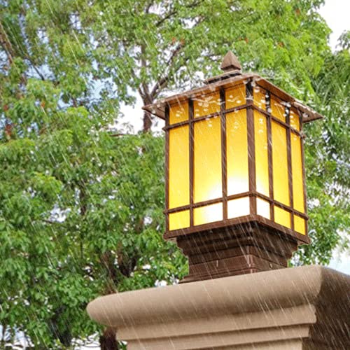 JSBDPHW European Style E27 Pillar Lamp Outdoor Waterproof Gate Column Light Glass Lampshade Villa Courtyard Garden Decoration Post Light Lawn Base Landscape Light