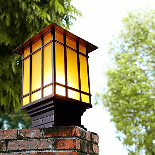 JSBDPHW European Style E27 Pillar Lamp Outdoor Waterproof Gate Column Light Glass Lampshade Villa Courtyard Garden Decoration Post Light Lawn Base Landscape Light