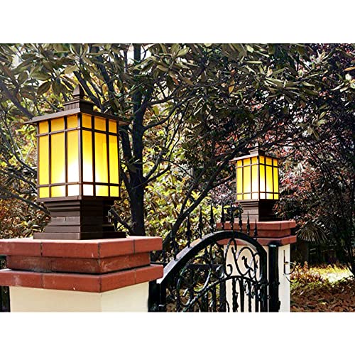 JSBDPHW European Style E27 Pillar Lamp Outdoor Waterproof Gate Column Light Glass Lampshade Villa Courtyard Garden Decoration Post Light Lawn Base Landscape Light