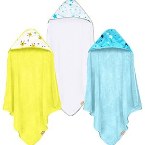 CORAL DOCK 3 Pack Baby Hooded Bath Towel Sets, Ultra Absorbent Baby Essentials Item for Newborn Boy Girl, Baby Bath Shower Towel Gifts for Infant and Toddler - Blue Star Crown