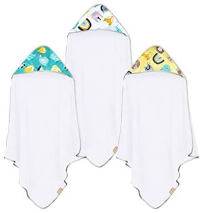 coral dock 3 pack baby hooded bath towel sets, ultra absorbent baby essentials item for newborn boy girl, baby bath shower towel gifts for infant and toddler - animal world elephant