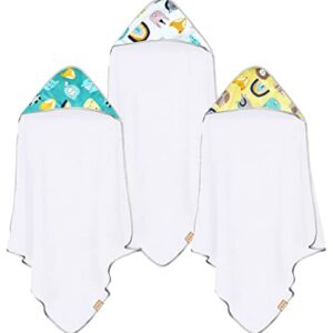 CORAL DOCK 3 Pack Baby Hooded Bath Towel Sets, Ultra Absorbent Baby Essentials Item for Newborn Boy Girl, Baby Bath Shower Towel Gifts for Infant and Toddler - Animal World Elephant