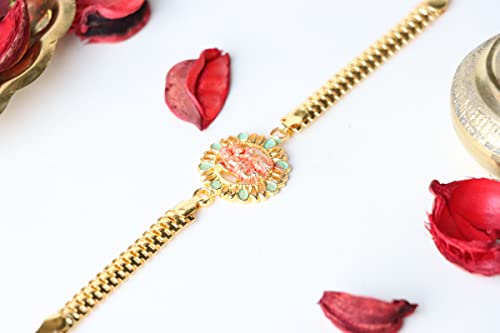 CHERKRAFT Rakhi for Brother Floral Fancy Rakhi Thread for Men/Boy Raksha Bandhan (Design 4, Standard)