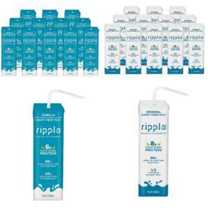 ripple vegan 8 oz dairy-free milk, vanilla (12 pack) & ripple vegan 8 oz dairy-free milk, original (12 pack) | 24 pack