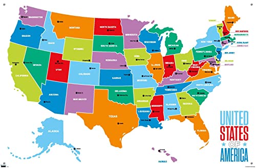 Map - United States of America 2022 Wall Poster with Push Pins