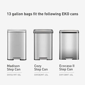 EKO Easy-Dispense Roll of 60 Count Extra-Strong Drawstring Kitchen Trash Bags - 13 Gallon Garbage Bags (40L-60L) 60 pack