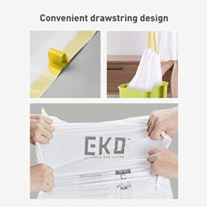 EKO Easy-Dispense Roll of 60 Count Extra-Strong Drawstring Kitchen Trash Bags - 13 Gallon Garbage Bags (40L-60L) 60 pack