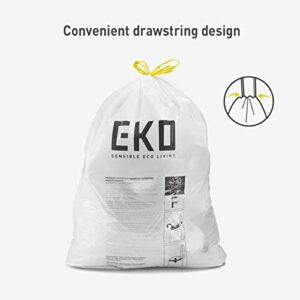 EKO Easy-Dispense Roll of 60 Count Extra-Strong Drawstring Kitchen Trash Bags - 13 Gallon Garbage Bags (40L-60L) 60 pack