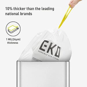 EKO Easy-Dispense Roll of 60 Count Extra-Strong Drawstring Kitchen Trash Bags - 13 Gallon Garbage Bags (40L-60L) 60 pack