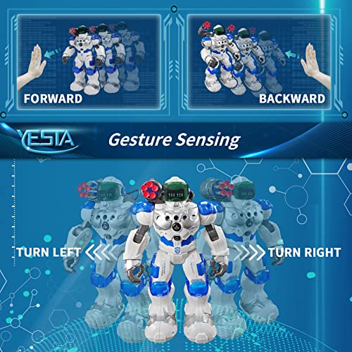 YESTA Large RC Smart Robot Toys for Kids,Remote Control Singing,Dancing and Battle,Moonwalking,Gesture Sensing,Soft Darts Shooting,Programmable Interactive,Gift Present for 3 4 5 6 7 8 Year Old Kids.