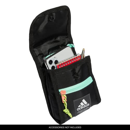 adidas Neck Pouch Crossbody Travel and Festival Wallet, Black/Pulse Mint Green/Semi Coral Fusion Pink, One Size