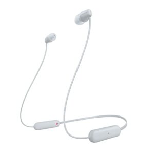 sony wi-c100 wireless in-ear bluetooth headphones with built-in microphone, white