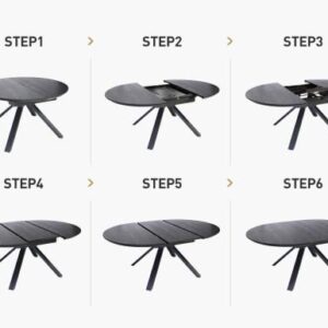 Acanva Extension Oval/Round Dining Table for 6, Expandable Butterfly Leaf & Sturdy Base, Suit for Kitchen, Living Room & Apartment, 51.2”W(+19.7”) x 51.2”D x 30.1”H, Black