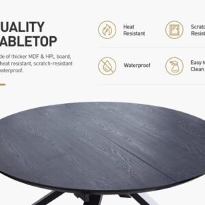 Acanva Extension Oval/Round Dining Table for 6, Expandable Butterfly Leaf & Sturdy Base, Suit for Kitchen, Living Room & Apartment, 51.2”W(+19.7”) x 51.2”D x 30.1”H, Black