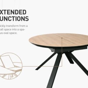 Acanva Extension Oval/Round Dining Table for 6, Expandable Butterfly Leaf & Sturdy Base, Suit for Kitchen, Living Room & Apartment, 51.2”W(+19.7”) x 51.2”D x 30.1”H, Light Oak