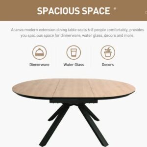 Acanva Extension Oval/Round Dining Table for 6, Expandable Butterfly Leaf & Sturdy Base, Suit for Kitchen, Living Room & Apartment, 51.2”W(+19.7”) x 51.2”D x 30.1”H, Light Oak