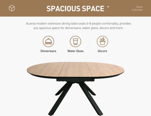 Acanva Extension Oval/Round Dining Table for 6, Expandable Butterfly Leaf & Sturdy Base, Suit for Kitchen, Living Room & Apartment, 51.2”W(+19.7”) x 51.2”D x 30.1”H, Light Oak