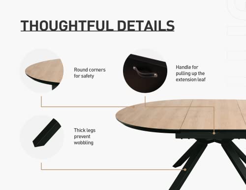 Acanva Extension Oval/Round Dining Table for 6, Expandable Butterfly Leaf & Sturdy Base, Suit for Kitchen, Living Room & Apartment, 51.2”W(+19.7”) x 51.2”D x 30.1”H, Light Oak