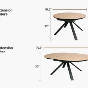 Acanva Extension Oval/Round Dining Table for 6, Expandable Butterfly Leaf & Sturdy Base, Suit for Kitchen, Living Room & Apartment, 51.2”W(+19.7”) x 51.2”D x 30.1”H, Light Oak