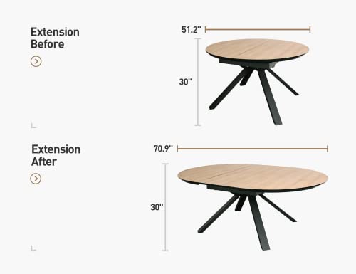 Acanva Extension Oval/Round Dining Table for 6, Expandable Butterfly Leaf & Sturdy Base, Suit for Kitchen, Living Room & Apartment, 51.2”W(+19.7”) x 51.2”D x 30.1”H, Light Oak